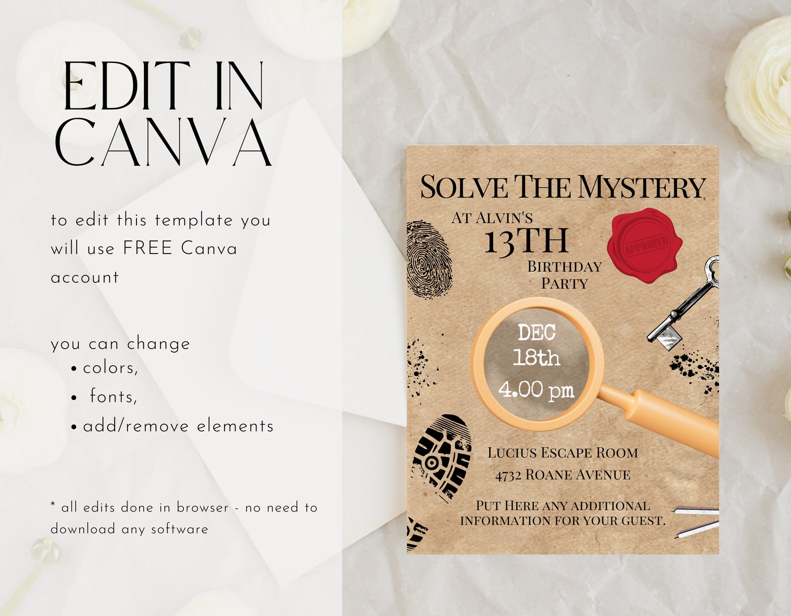 Escape Room Invitation Editable Template Escape Game Party - Etsy