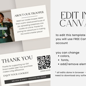 Girl Scout Cookie Sales Business Card, Editable Template With Photo and ...