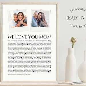 Personalized Photo Things We Love About You Mom Print, Custom Mother's ...