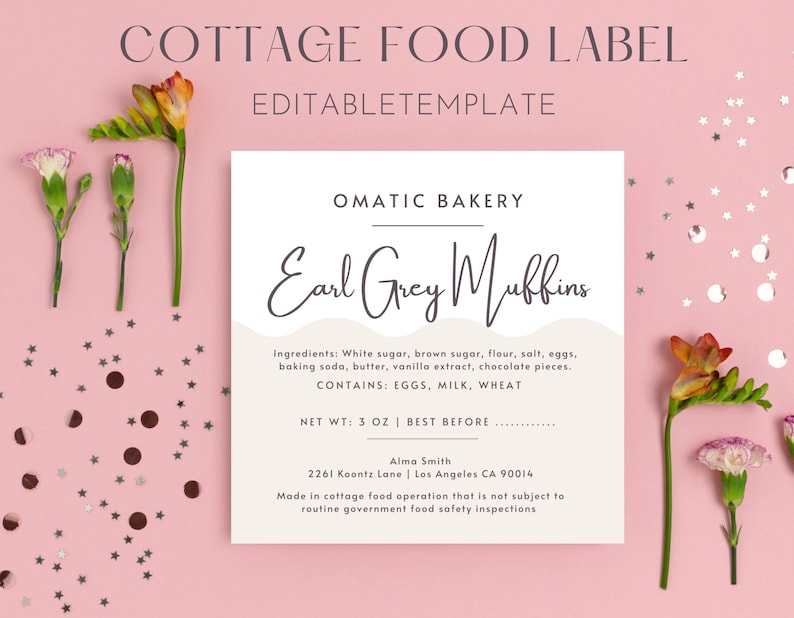 Editable Food License Label Template Custom Cottage Law - Etsy