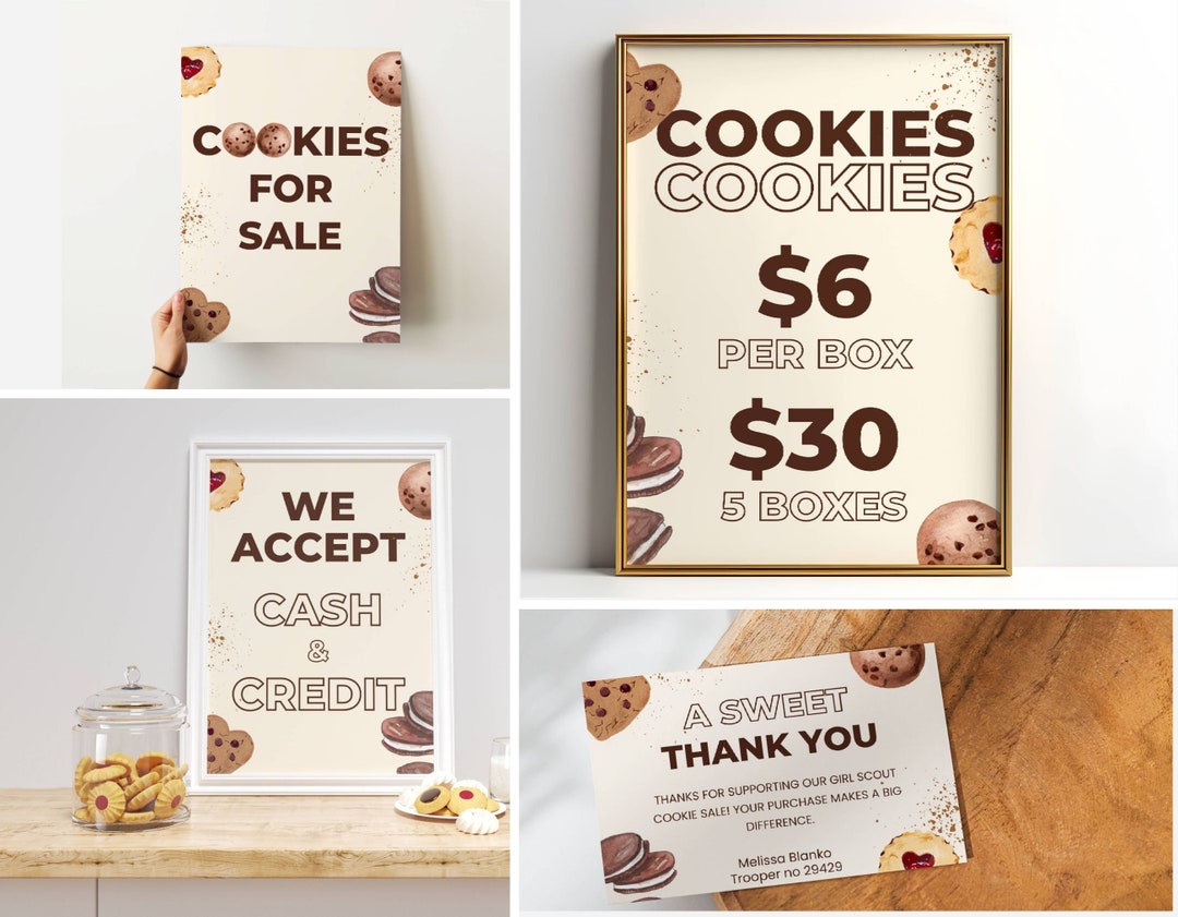 Girl Scout Cookie Sales Sign Bundle, Editable Template for Cookie Booth ...