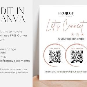 Social Media QR Code Sign, Lets Get Social Template, Let's Connect ...