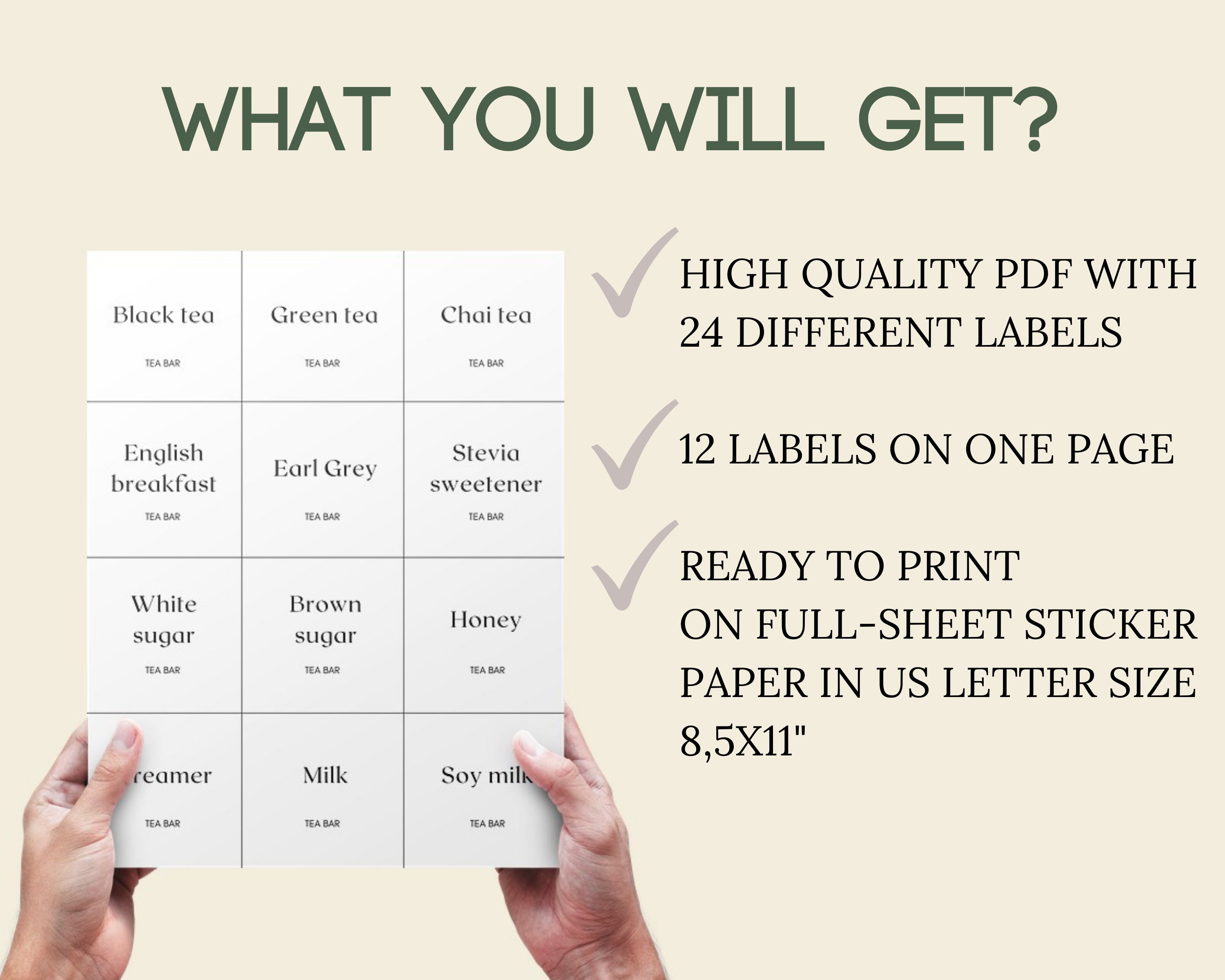 Tea Bar Labels Minimalistic Tea Station Stickers Elegant Tea - Etsy