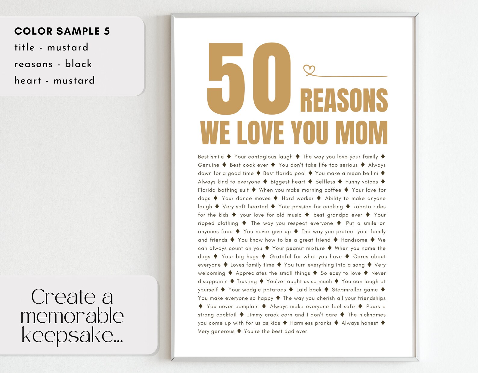 50 Reasons We Love You Mom 50th Birthday Gift From Kids - Etsy