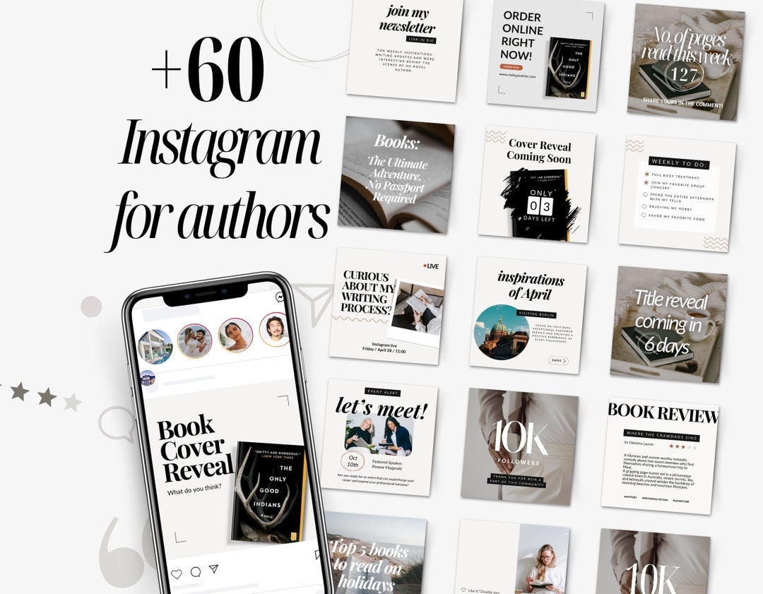 Author Instagram Posts Canva Template, Book Launch and Book Promo ...