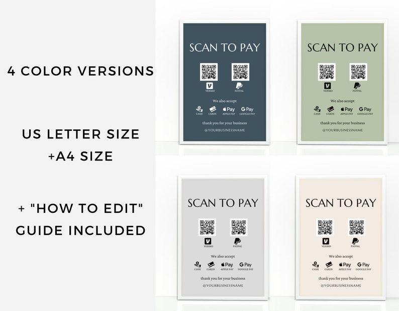 Scan to Pay Template With Qr Code for Cashless Payments on - Etsy