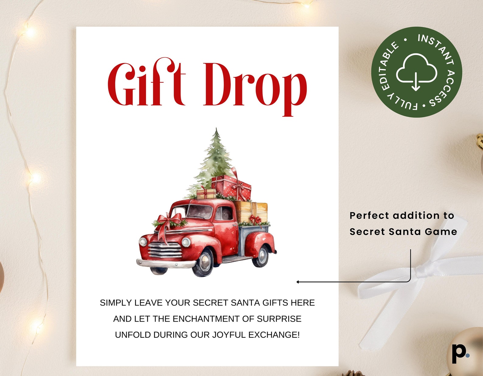 Pssst... Gift Drop Here Signs, Printable Signs for Secret Santa,leave ...
