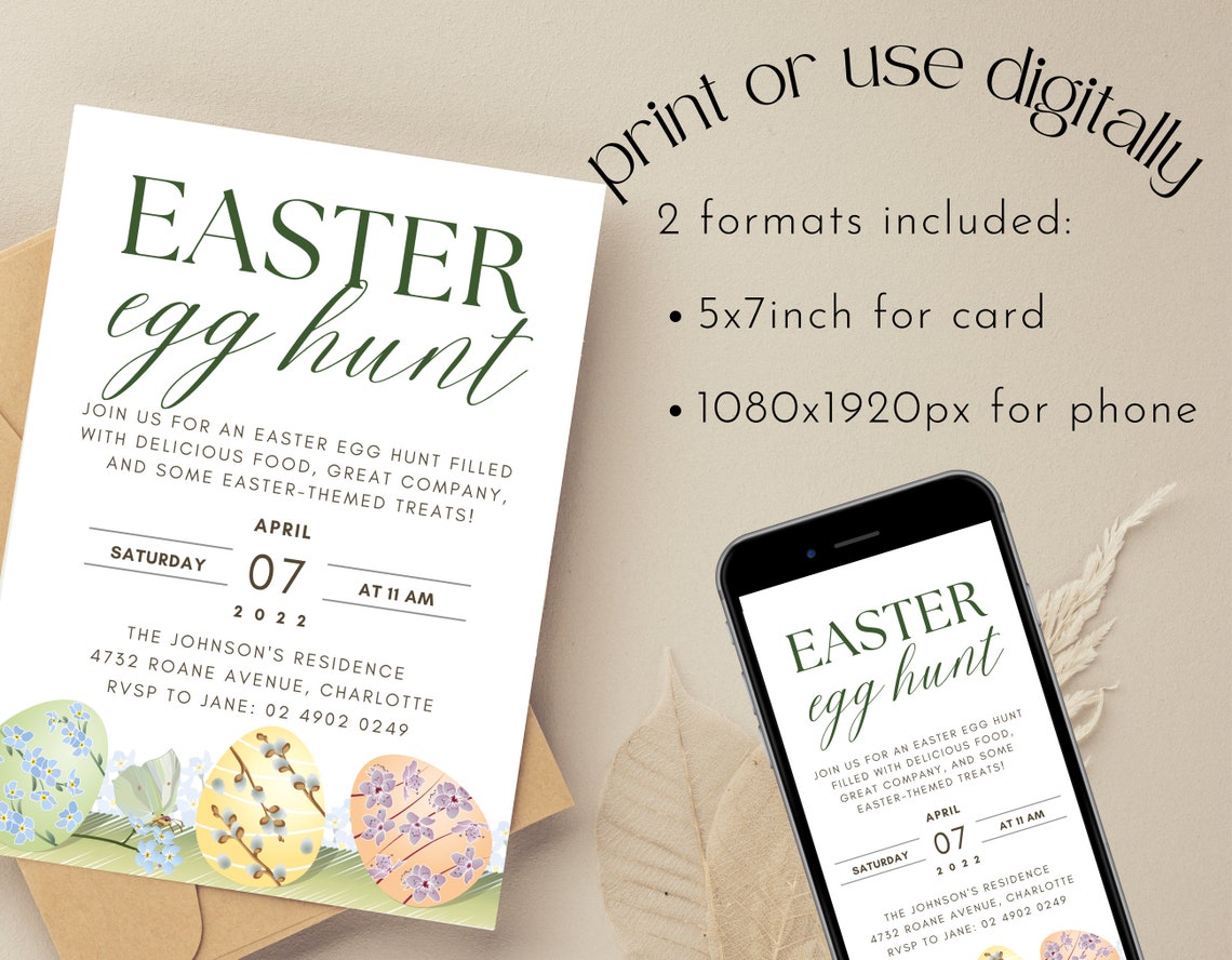 Editable Easter Egg Hunt Invitation Digital Canva Template - Etsy