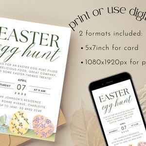 Editable Easter Egg Hunt Invitation, Digital Canva Template, Pastel ...