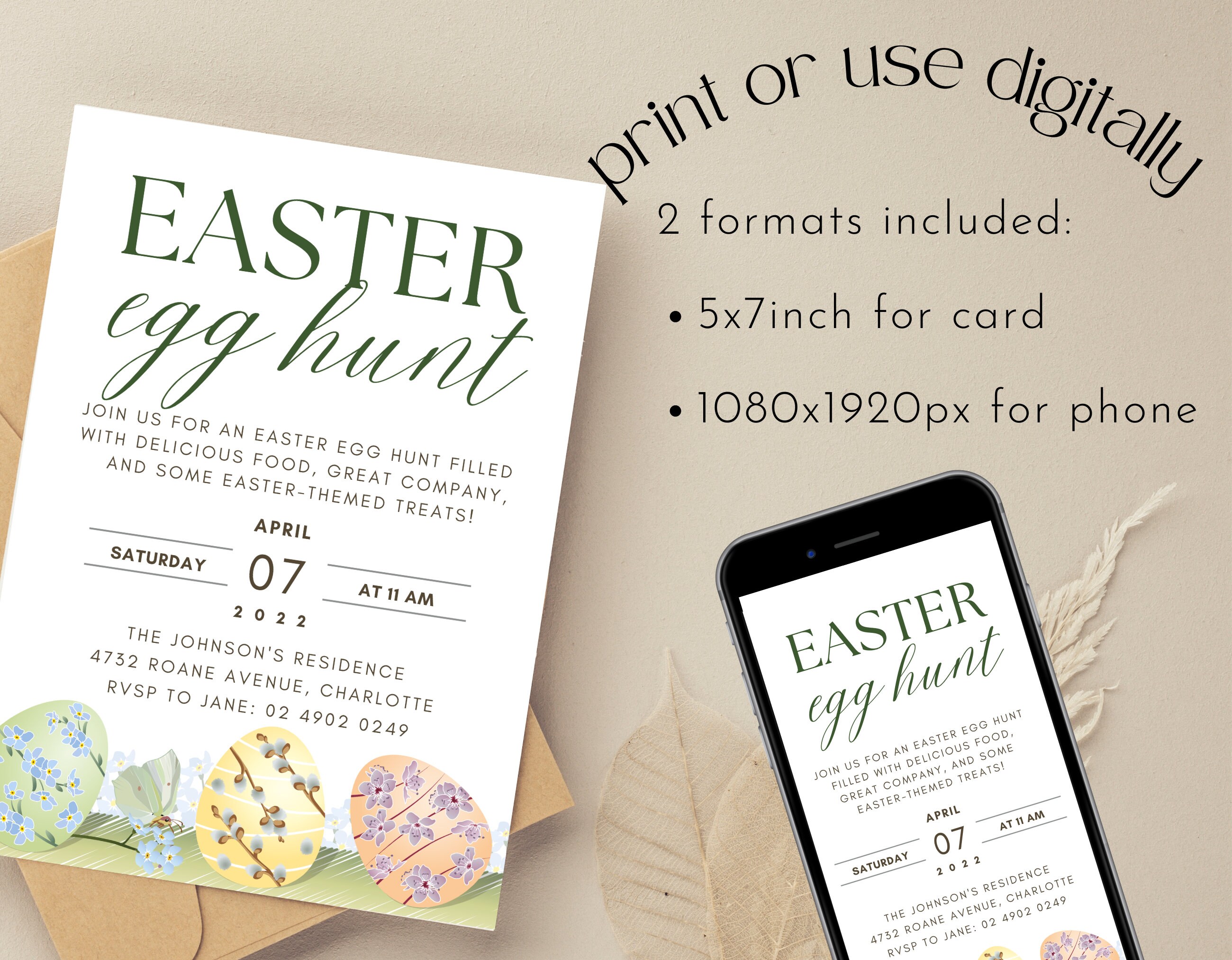 Editable Easter Egg Hunt Invitation Digital Canva Template - Etsy