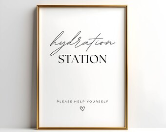 Hydration Station Wedding Sign, Printable Template Water Station Sign ...