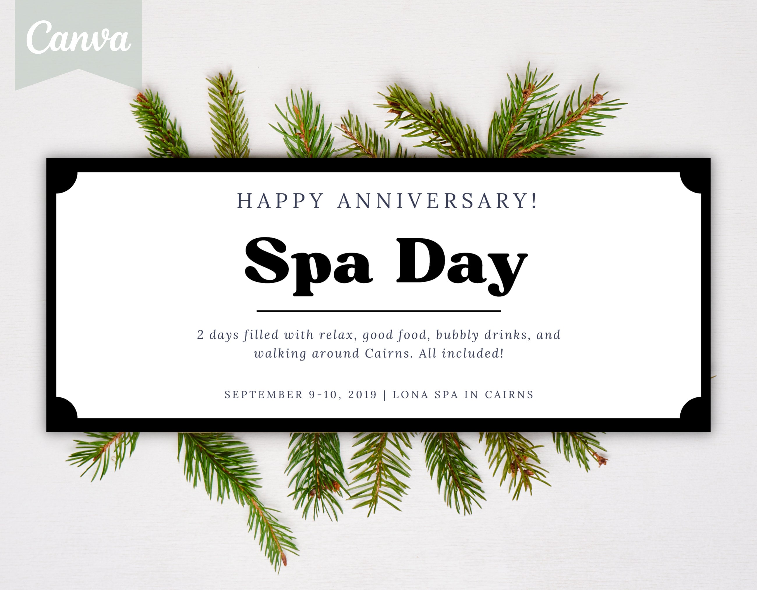 Spa Day Coupon Voucher Instant Download Editable Template Etsy