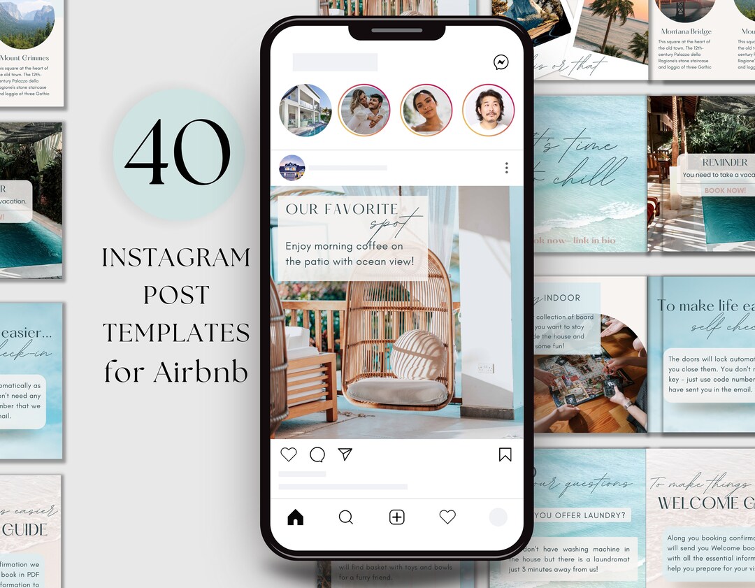 Airbnb Instagram Post Templates, Editable Airbnb Social Media Posts ...
