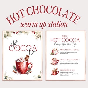 Hot Chocolate Bar Menu Sign, Holiday Party Sign, Hot Cocoa Bar Sign ...