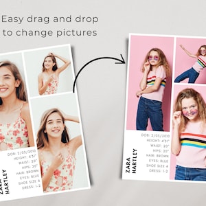 Kids Comp Card, Young Girl or Boy, Teen Model Portfolio, Casting Card ...