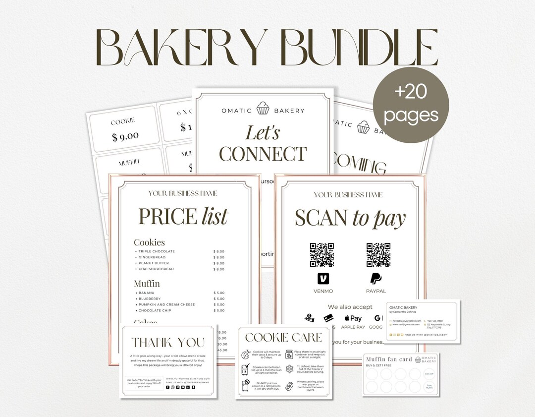 Bakery Business Template Bundle: Price List, Scan to Pay (canva ...