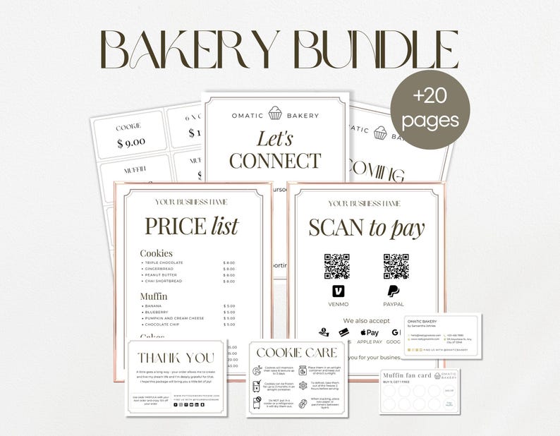 Bakery Business Template Bundle: Price List, Scan to Pay (canva ...