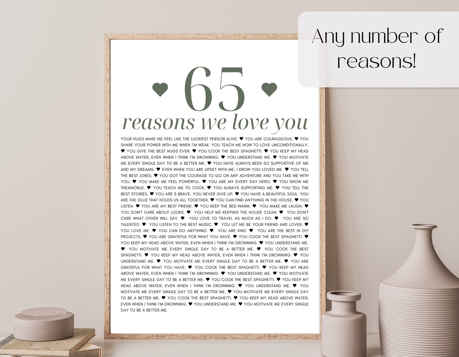 50 Reasons We Love You Printable Poster Customized Unique - Etsy