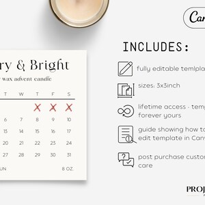 Advent Calendar Candle Label Template, Holidays Candle Sticker With ...