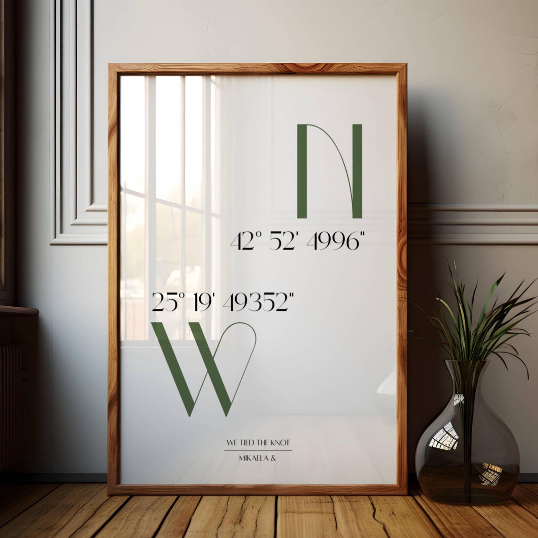 Custom Coordinates Print, Personalised Favorite Place Keepsake Wedding ...
