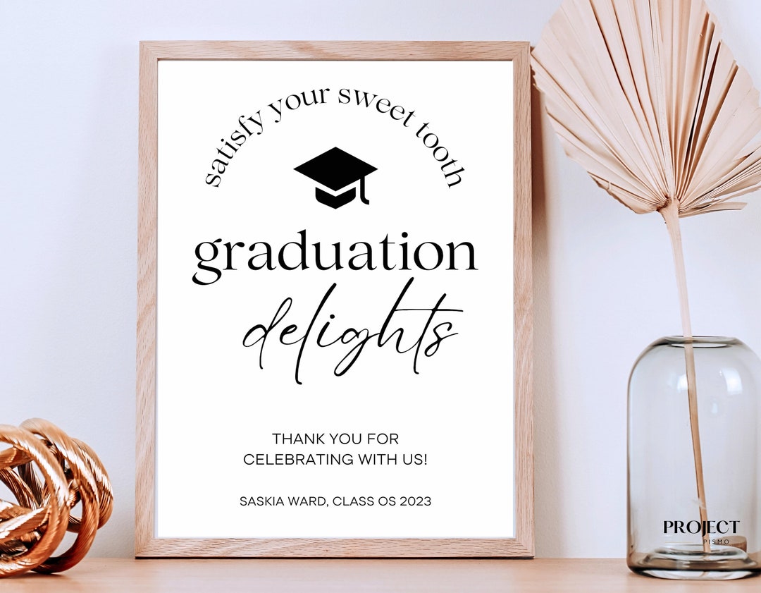 Graduation Delights - Printable Editable Grad Dessert Bar Sign, Sweet ...