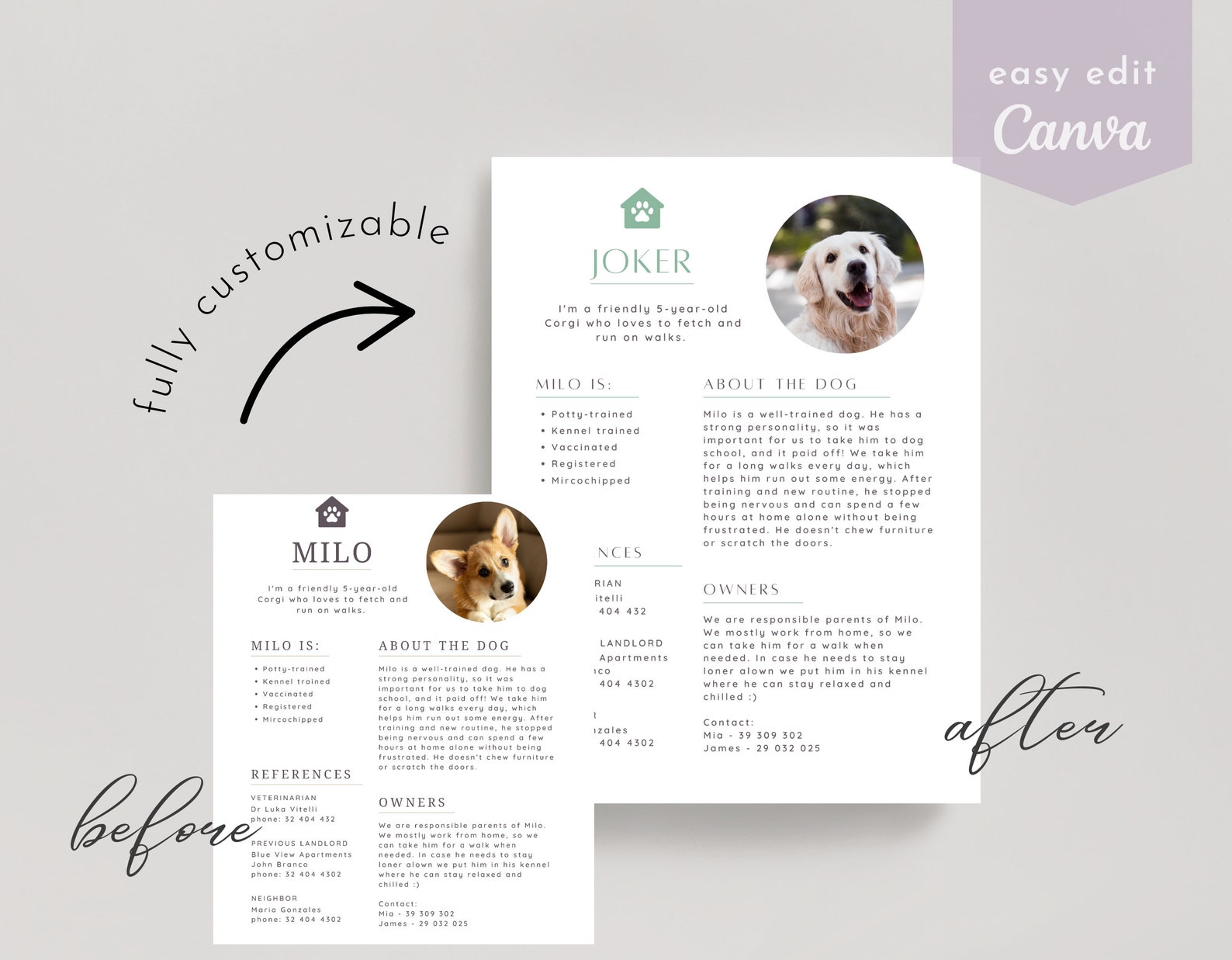 Dog Cv Editable Template, Pet Resume for Rental Aplication, Renting ...