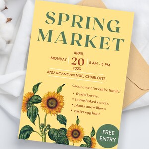 Editable Spring Market Flyer Template, Outdoor Event Brochure ...