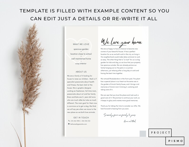 Home Offer Letter Canva Template Letter to Seller for Family - Etsy