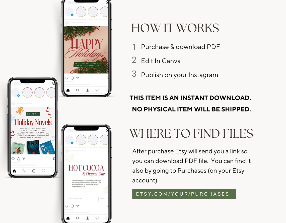 Holiday Bookstagram Post and Stories Templates Bundle for Bookish ...