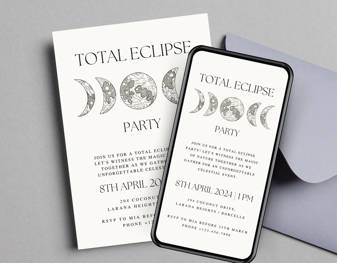 Minimalist Total Solar Eclipse Viewing Party Invitation Template ...