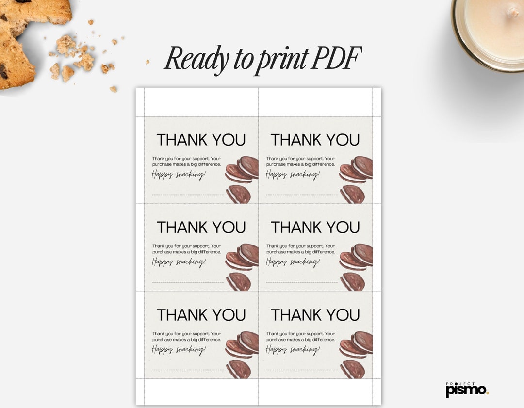 Printable Girl Scout Cookie Thank You Cards, Ready to Print PDF ...