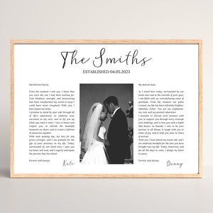 Custom Vows Poster Photo, Wedding Song Custom Print, His and Hers Vows ...