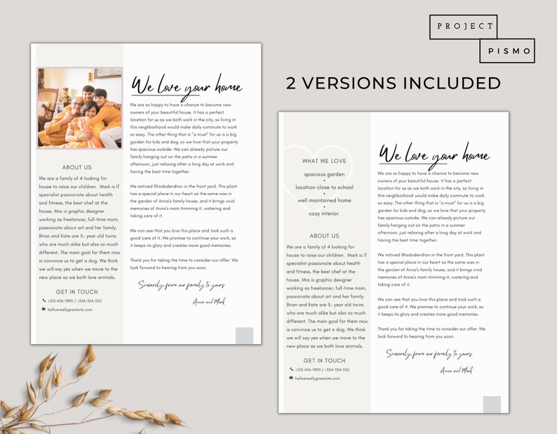 Home Offer Letter Canva Template Letter to Seller for Family - Etsy