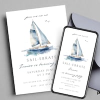 Boats Birthday Party Invitation - Digital & Customizable - Etsy