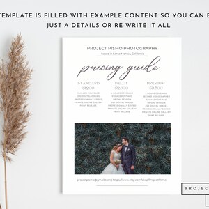 Photography Pricing Template, Wedding Photoshoot Price List, Wedding ...