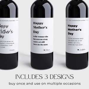 Wine Label Template - Editable Gift for Mother's Day, Bottle Sticker ...