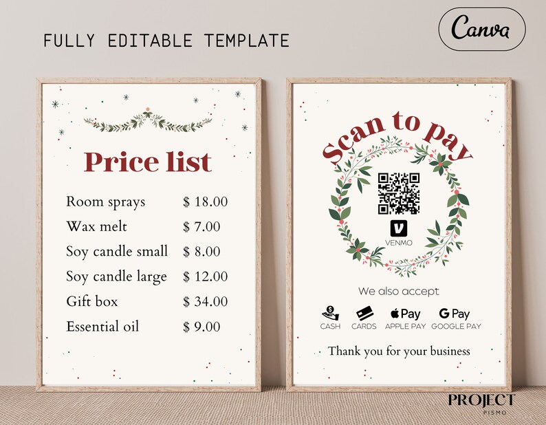 Craft Fair Display Signs, Template for Holiday Market Show, Bundle for ...