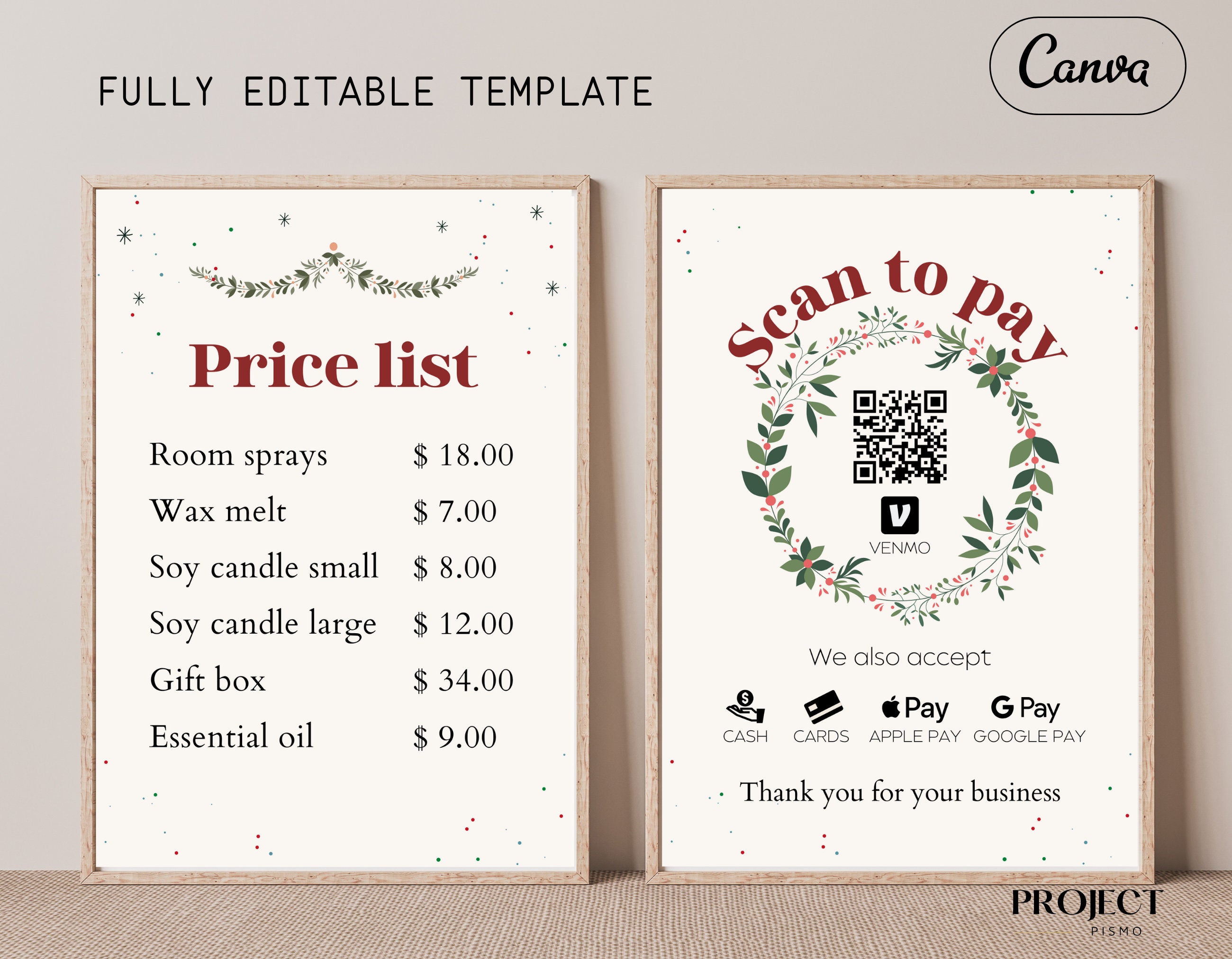 Craft Fair Display Signs, Template for Holiday Market Show, Bundle for ...