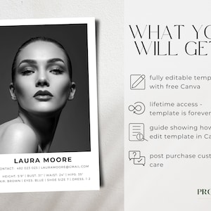 Model Comp Card Template, Modeling Zed Card, Fashion Resume Photo Card ...