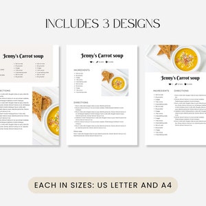 Printable Recipe Page Template, Farmhouse Recipe Book, Custom Family ...