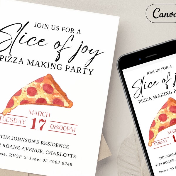 Pizza Party Invitation - Etsy
