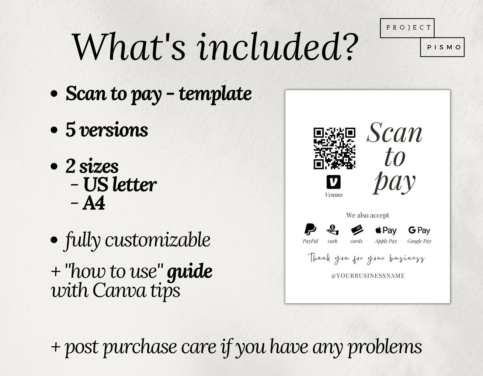 Minimalistic Scan Qr Code to Pay Payment Options Display - Etsy