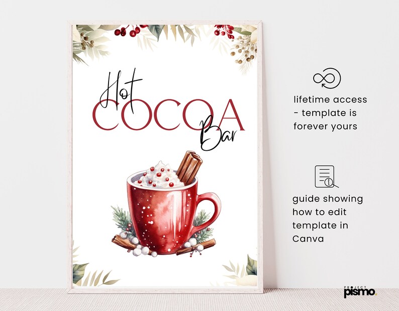 Hot Chocolate Bar Menu Sign, Holiday Party Sign, Hot Cocoa Bar Sign ...
