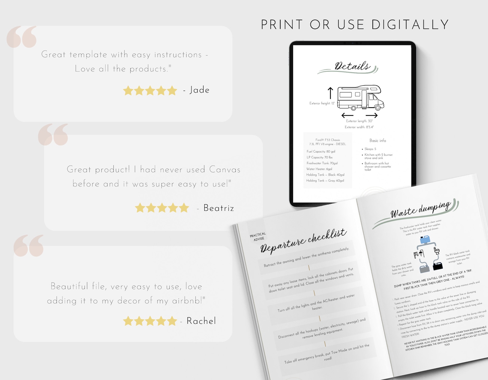 RV Rental Welcome Book Template, Camper Rental Guidebook, Booklet for ...