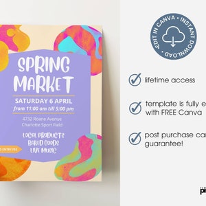 Spring Market Flyer Editable Template, Spring Fling Sign, Community ...