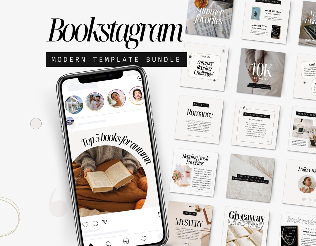 Modern Light Bookstagram Templates for Instagram Post, Instagram ...