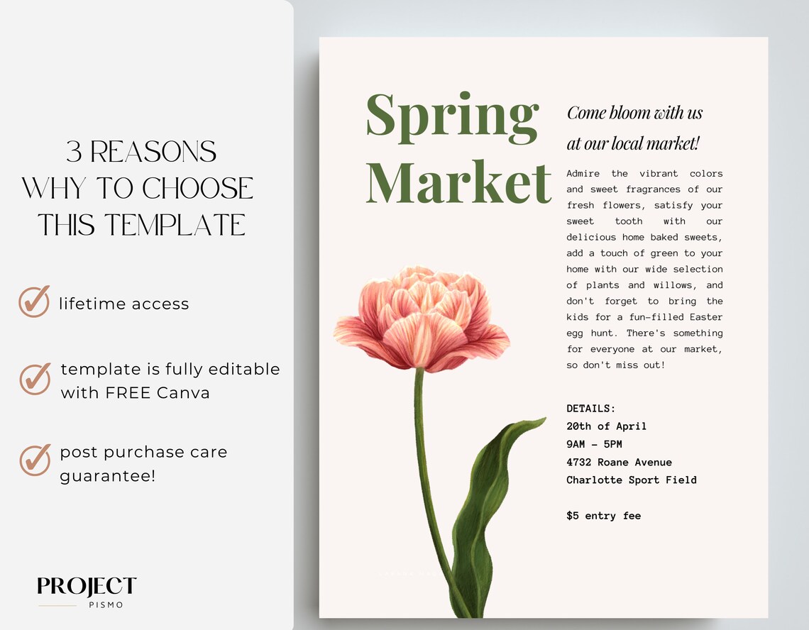 Sunflower Editable Flyer for Spring and Summer Market Local - Etsy