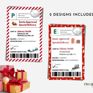 EDITABLE Santa Delivery Label, Christmas Box Label Template, Elf Mail ...