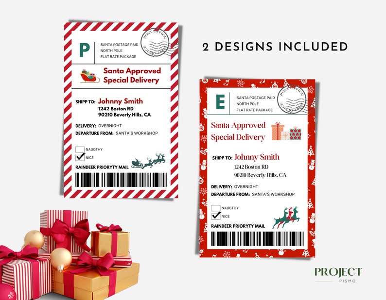 EDITABLE Santa Delivery Label Christmas Box Label Template - Etsy