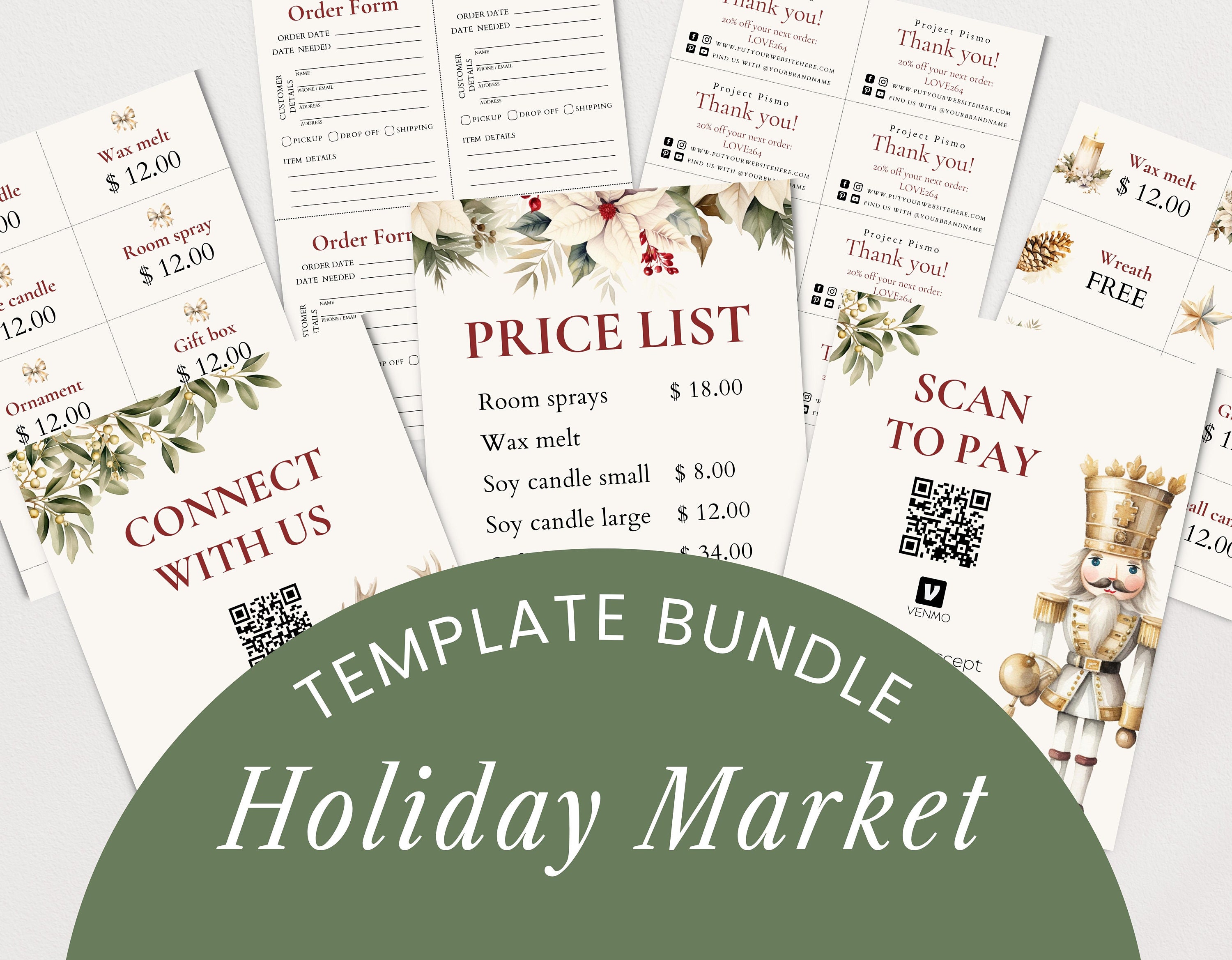 Holiday Craft Fair Sign Bundle, Custom Seasonal Market Signage, Winter ...